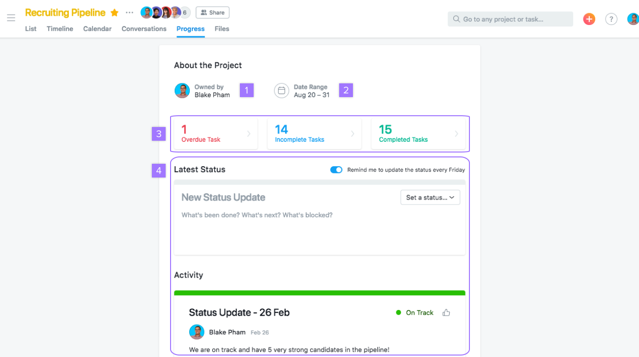 Tracking progress on a project | Product guide · Asana