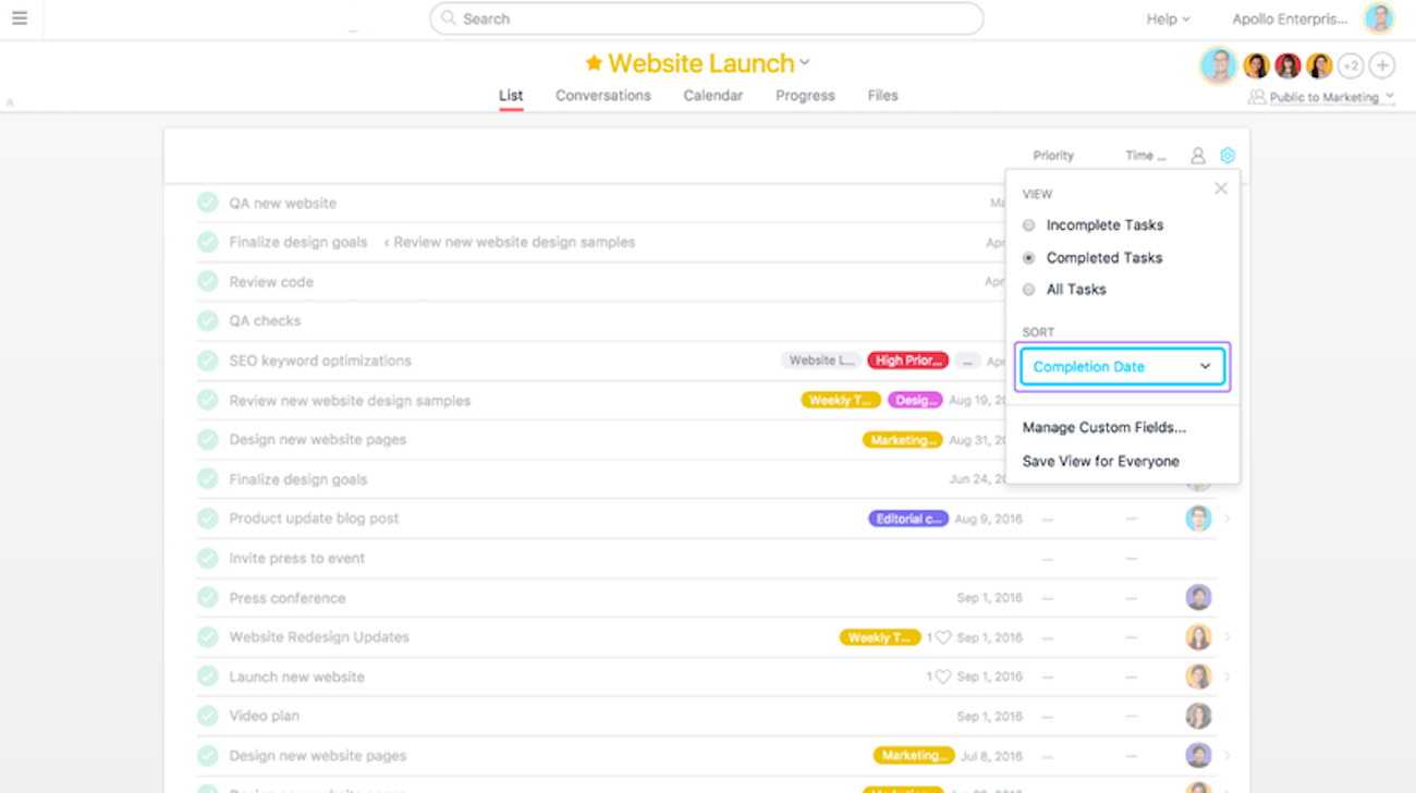 Using Asana list layout | Product guide · Asana