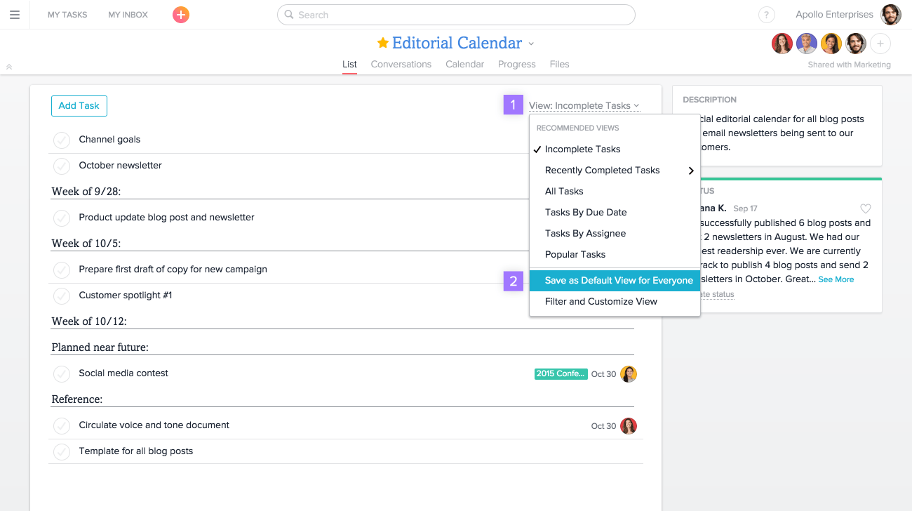 Overview of Asana views options | Product guides · Asana