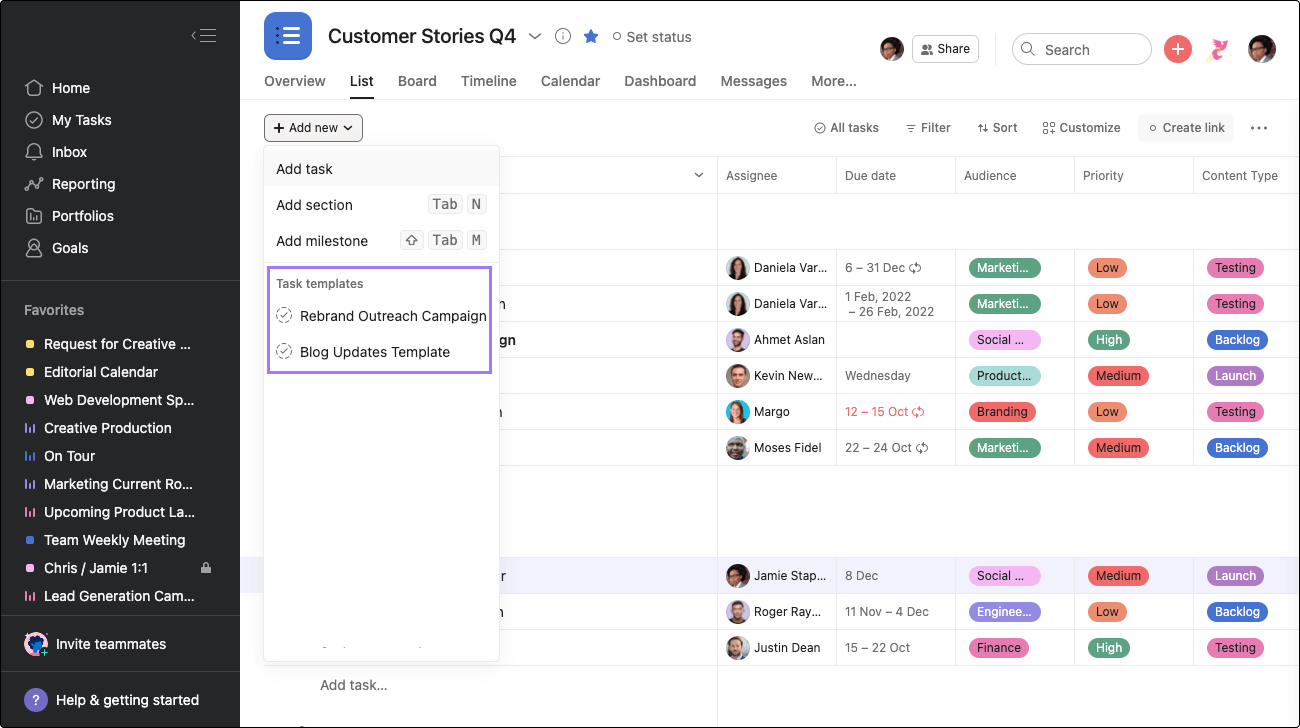 How To Use Task Templates In Asana Asana Product Guide
