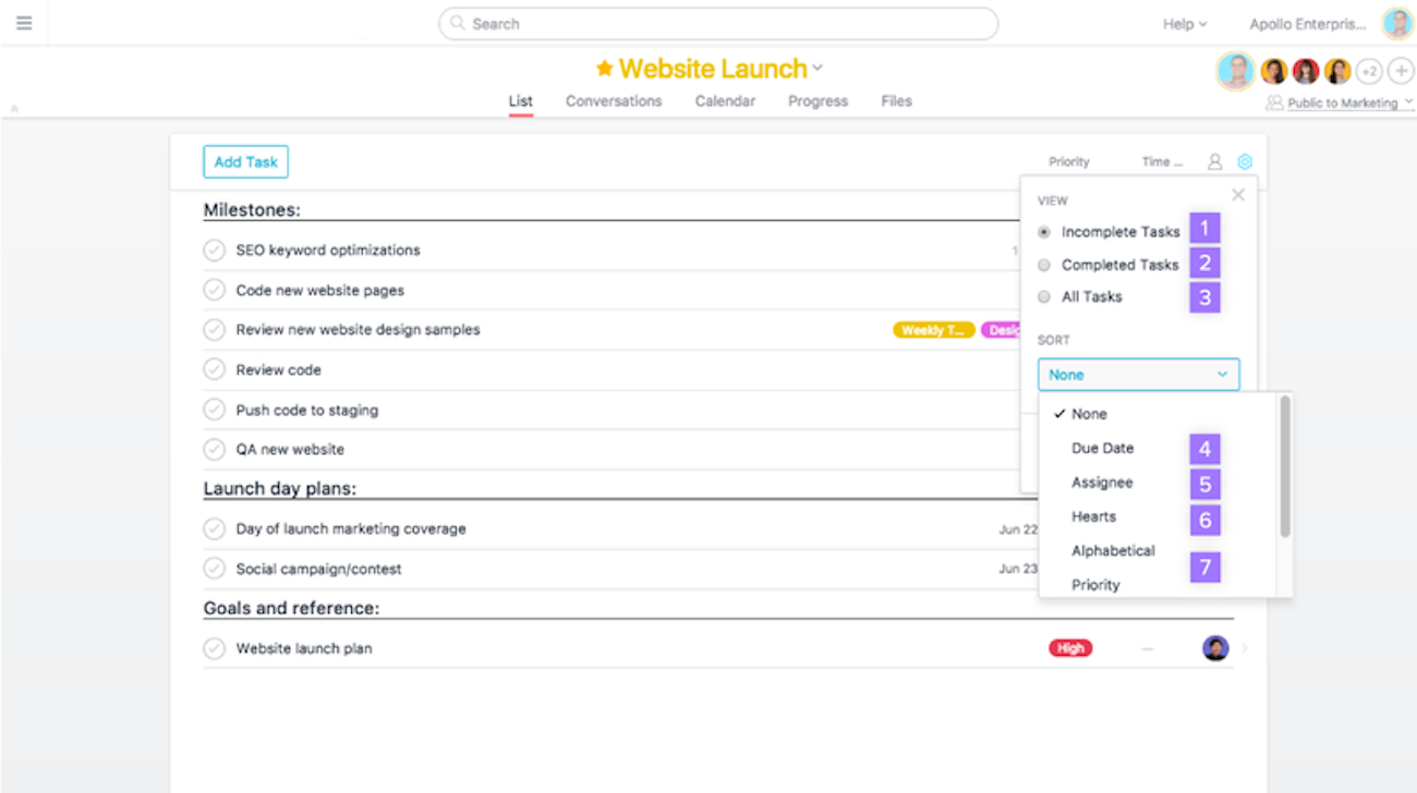 Using Asana list layout | Product guide · Asana