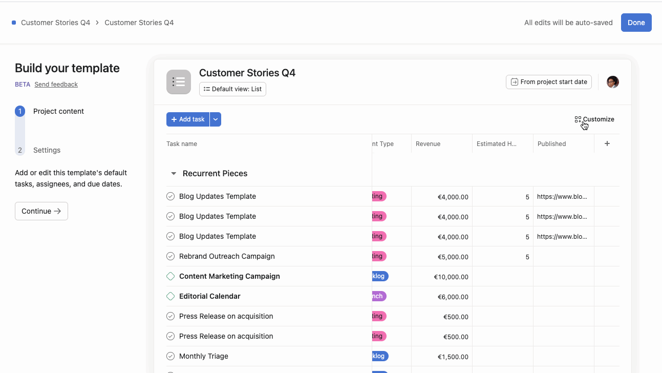 How To Use Asana Project Templates Product Guide Asana Product Guide