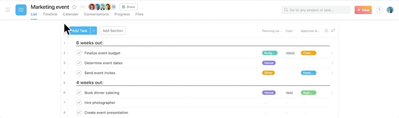 How to plan and manage an event | Product guide · Asana